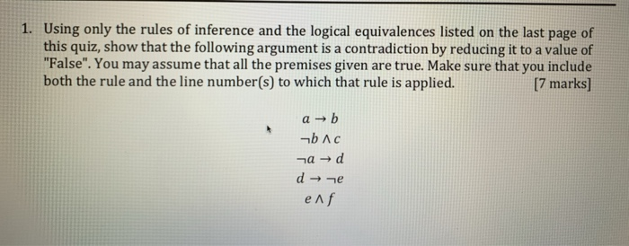 Solved 1. Using only the rules of inference and the logical | Chegg.com