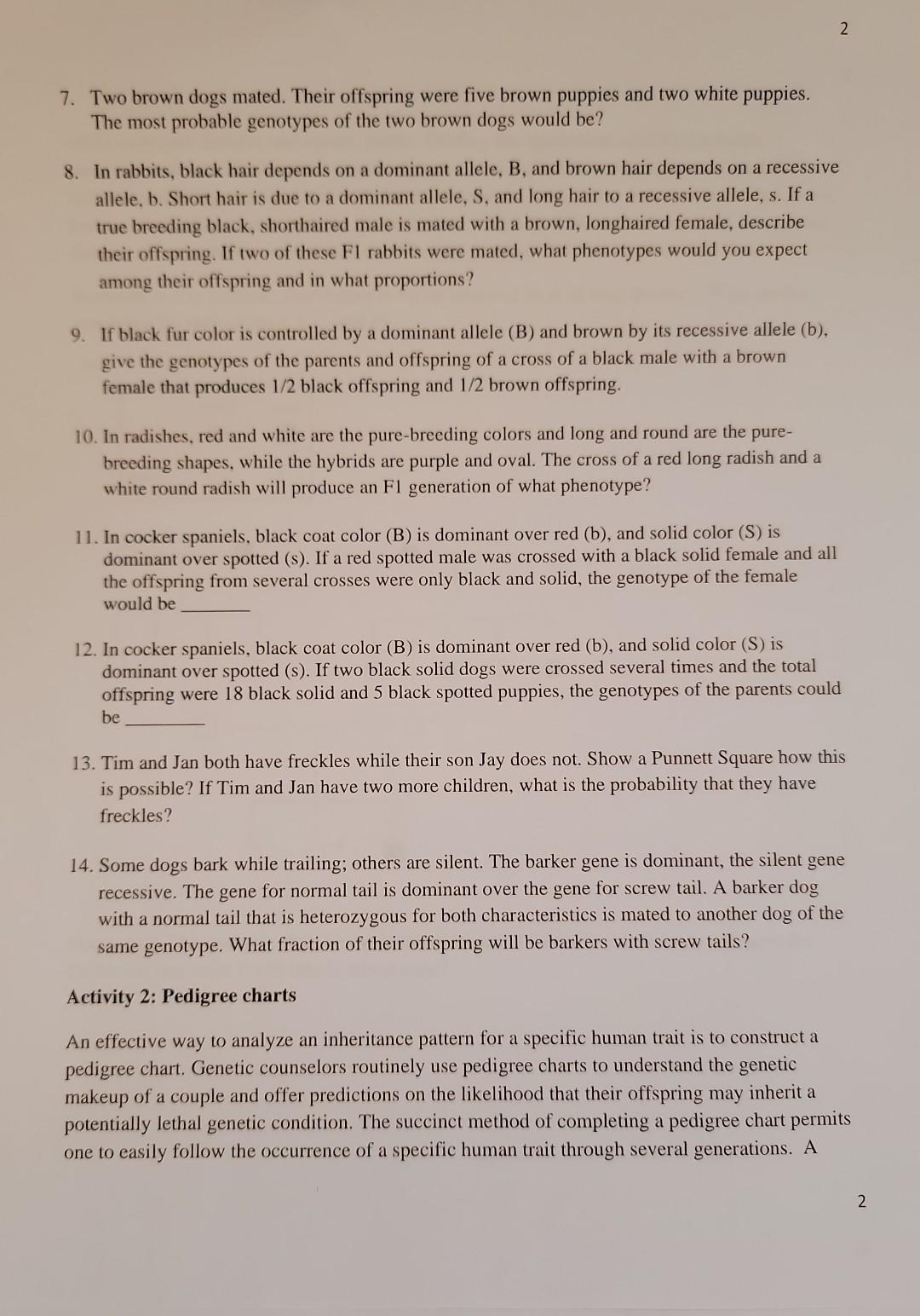 Solved Lab Exercise 11: Genetics Purpose of the lab: The | Chegg.com