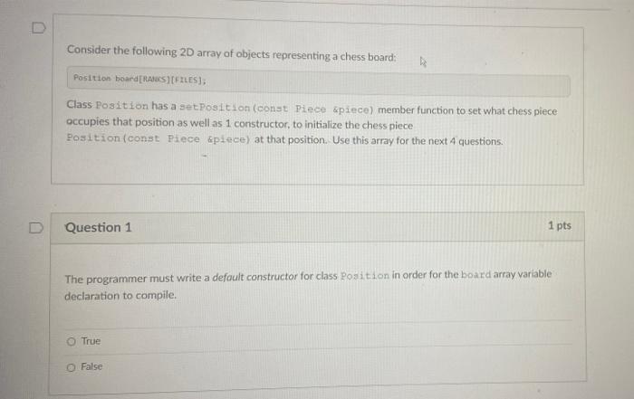 Solved D Consider the following 2D array of objects | Chegg.com