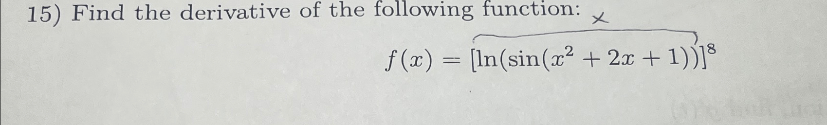 Solved Find the derivative of the following | Chegg.com