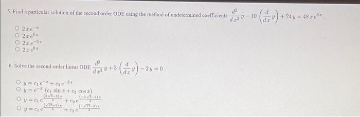 Solved 5. Find a particular solution of the second order ODE | Chegg.com