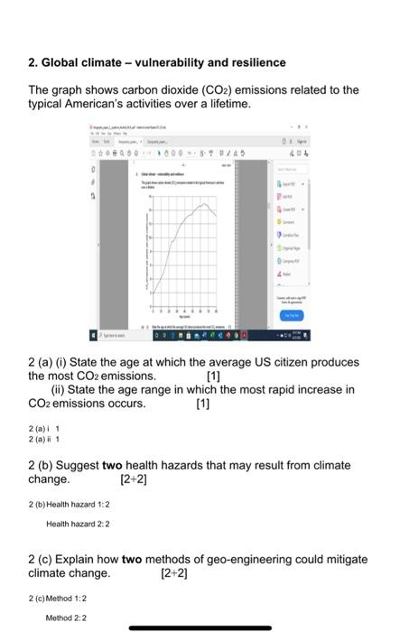 Solved 2. Global climate - vulnerability and resilience The | Chegg.com
