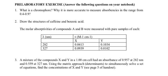 Solved PRELABORATORY EXERCISE (Answer the following | Chegg.com