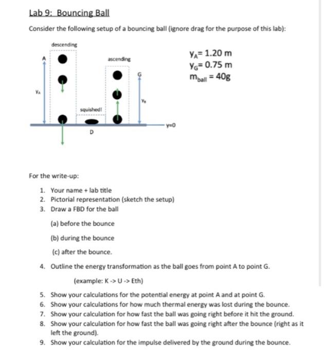 Solved Lab 9: Bouncing Ball Consider the following setup of | Chegg.com