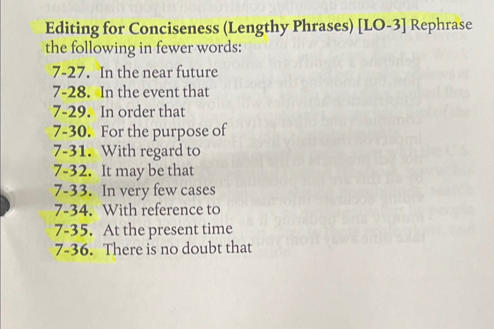 Solved Editing for Conciseness (Lengthy Phrases) [LO-3] | Chegg.com