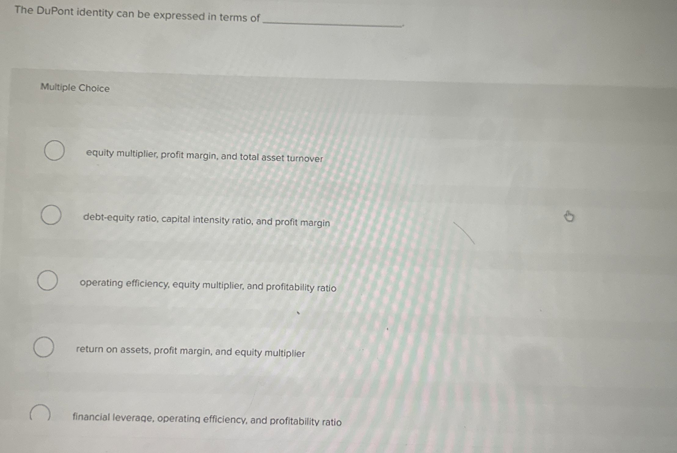 Solved The DuPont identity can be expressed in terms | Chegg.com