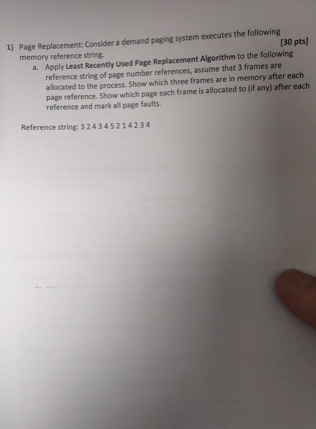 Solved 1 Page Replacement Consider A Demand Paging System 