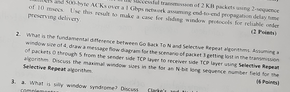 Solved (500-byte ACKs over a 1 Guccessful transmission of | Chegg.com