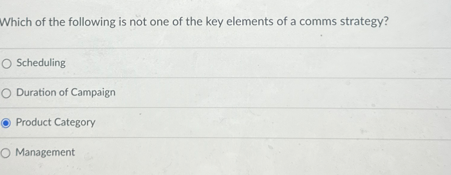 Solved Which of the following is not one of the key elements | Chegg.com