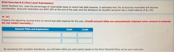Solved Brief Exercise 8-6 (Part Level Submission) Splish | Chegg.com