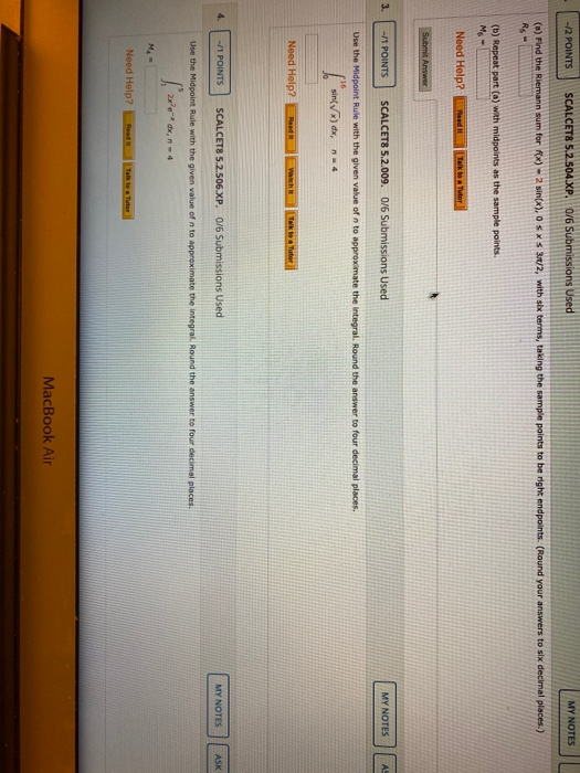 Solved -2 POINTS SCALCET8 5.2.504.XP. 0/6 Submissions Used | Chegg.com