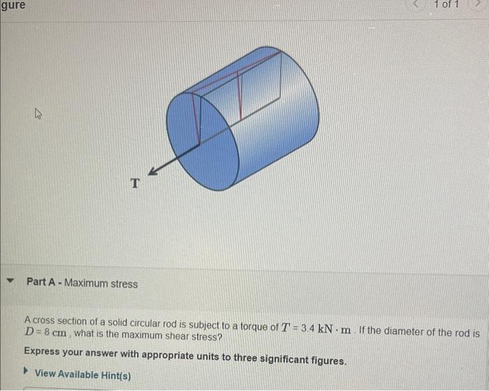 Solved A cross section of a solid circular rod is subject to | Chegg.com