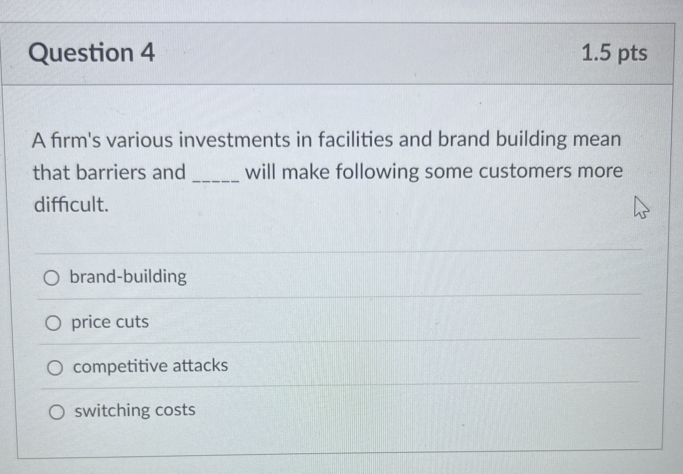 Solved Question 41.5 ﻿ptsA firm's various investments in | Chegg.com