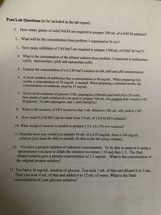 Solved Post-Lab Questions (to be included in the lab report) | Chegg.com