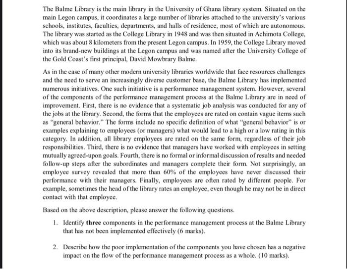 Solved The Balme Library is the main library in the | Chegg.com