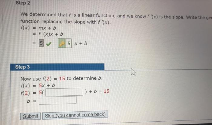 Solved Step 2 We determined that f is a linear function, and | Chegg.com