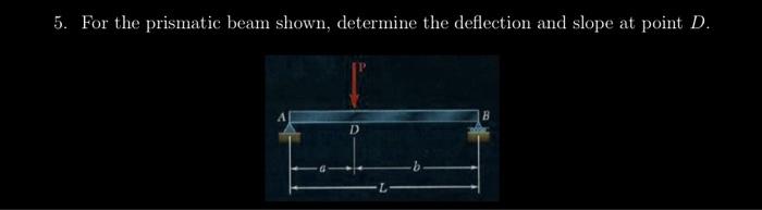 Solved 5. For the prismatic beam shown, determine the | Chegg.com