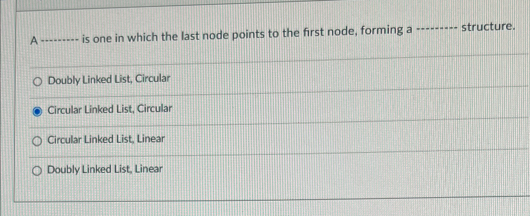 Solved A. - ﻿is one in which the last node points to the | Chegg.com