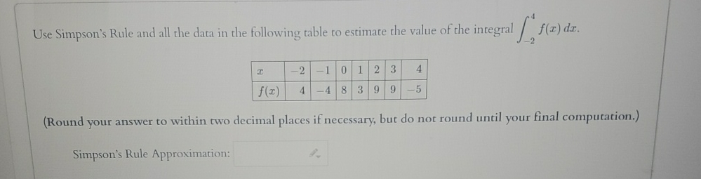 Solved Use Simpson's Rule and all the data in the following | Chegg.com
