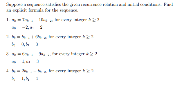 Solved Suppose A Sequence Satisfies The Given Recurrence