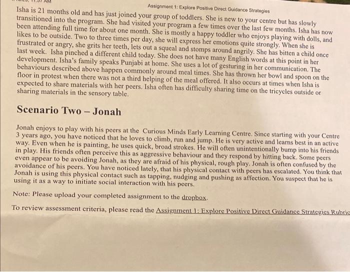 Assignment 1: Explore Positive Direct Guidance | Chegg.com