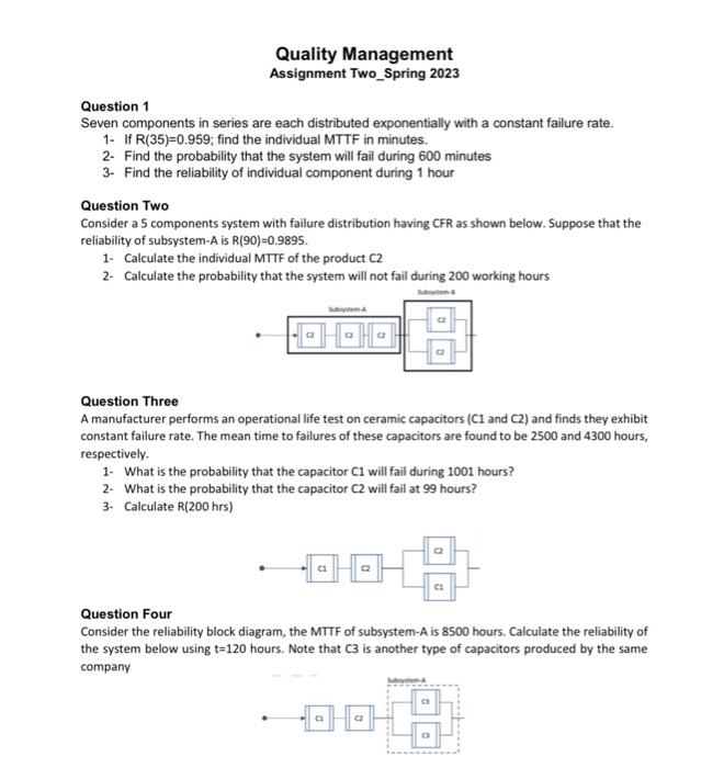 Solved Quality Management Assignment Two_Spring 2023 | Chegg.com