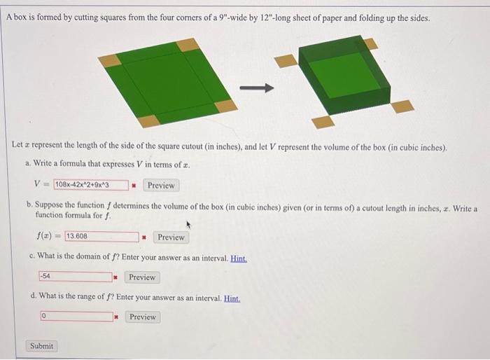 Solved Let x represent the length of the side of the square | Chegg.com