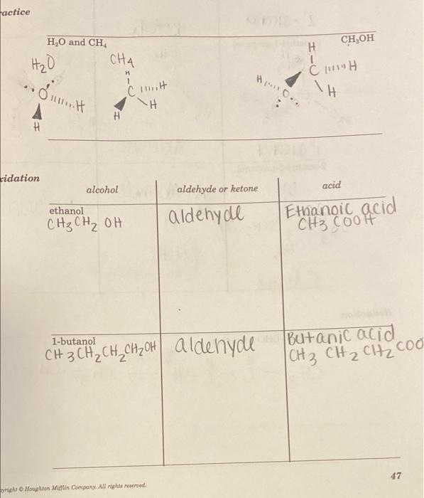 Solved Oxidation Molecular Models of Alcohol, Aldehyde, | Chegg.com
