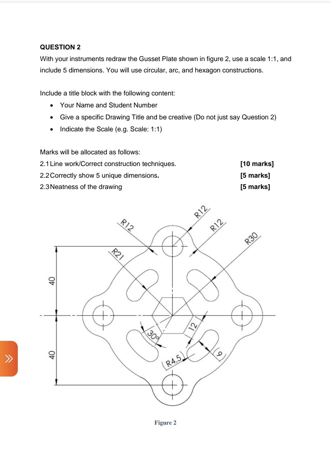 Solved QUESTION 2 With your instruments redraw the Gusset | Chegg.com