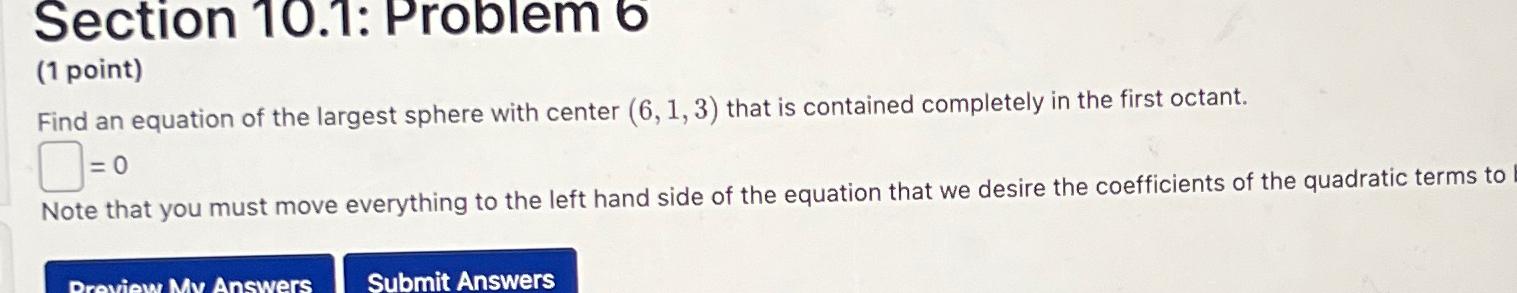 Solved Section 10.1: Problem 6(1 ﻿point)Find an equation of | Chegg.com
