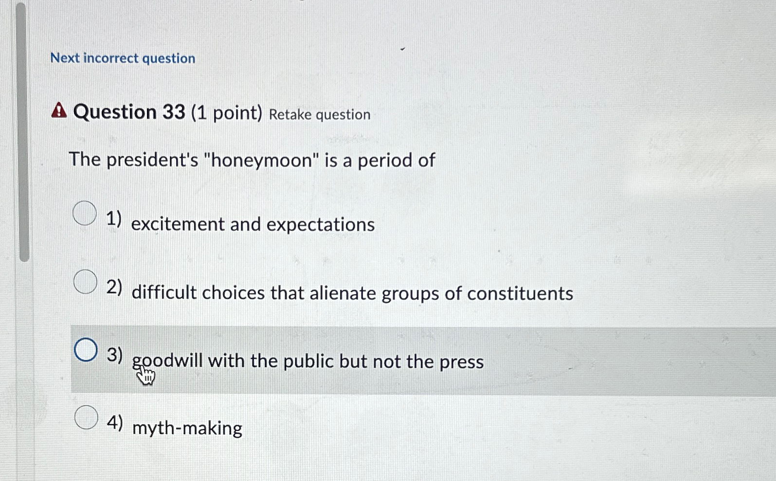 Solved Next incorrect questionQuestion 33 (1 point) Retake | Chegg.com Solved Next incorrect questionQuestion 33 (1 point) Retake | Chegg.com