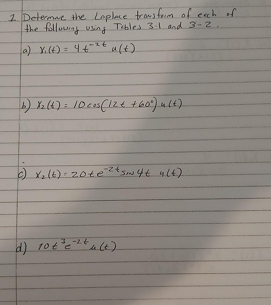 Solved determine the Laplace transform of each of the | Chegg.com