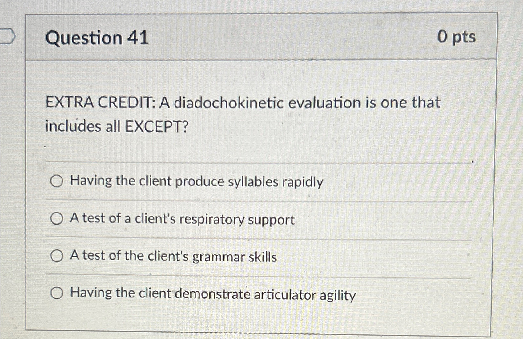 Solved Question 410ptsEXTRA CREDIT: A diadochokinetic | Chegg.com