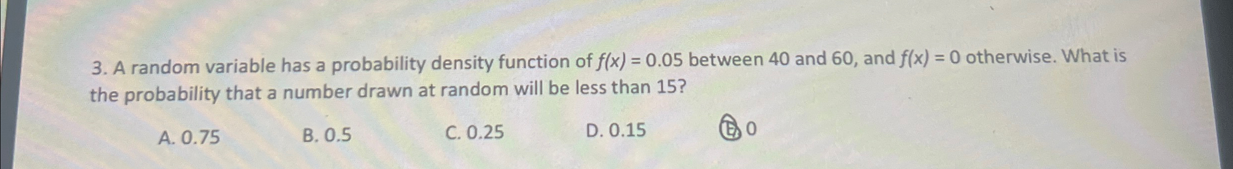 Solved A random variable has a probability density function | Chegg.com