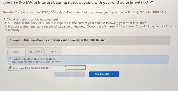 Solved Exercise 9-5 (Algo) Interest-bearing notes payable | Chegg.com Solved Exercise 9-5 (Algo) Interest-bearing notes payable | Chegg.com