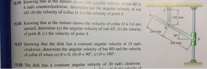 Solved 5 Knowing that at the instant show the angular | Chegg.com