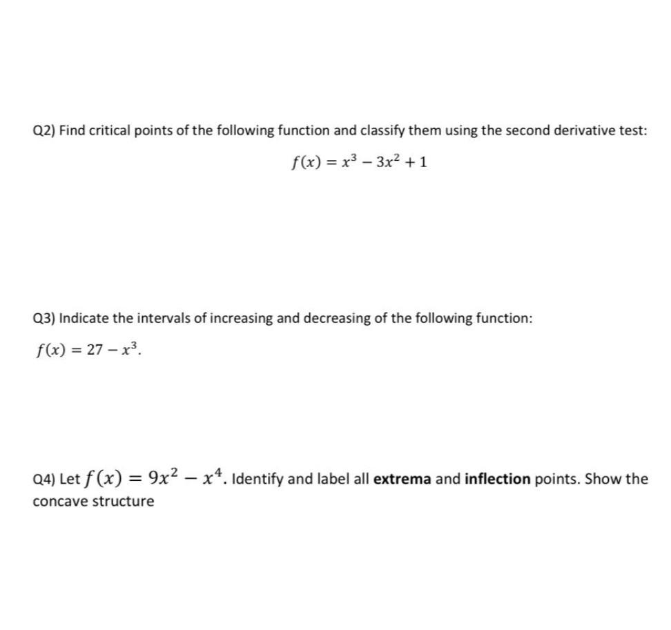 Solved Q2) Find critical points of the following function | Chegg.com