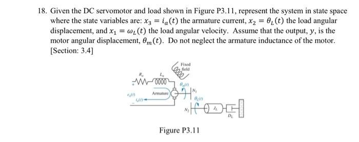 Solved 18. Given the DC servomotor and load shown in Figure | Chegg.com