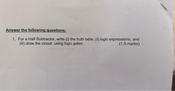 Solved Answer the following questions: 1. For a Half | Chegg.com