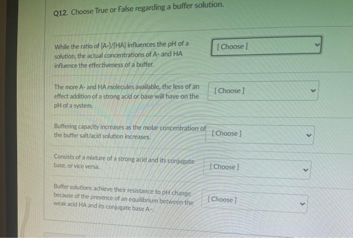 Solved Q12. Choose True or False regarding a buffer | Chegg.com