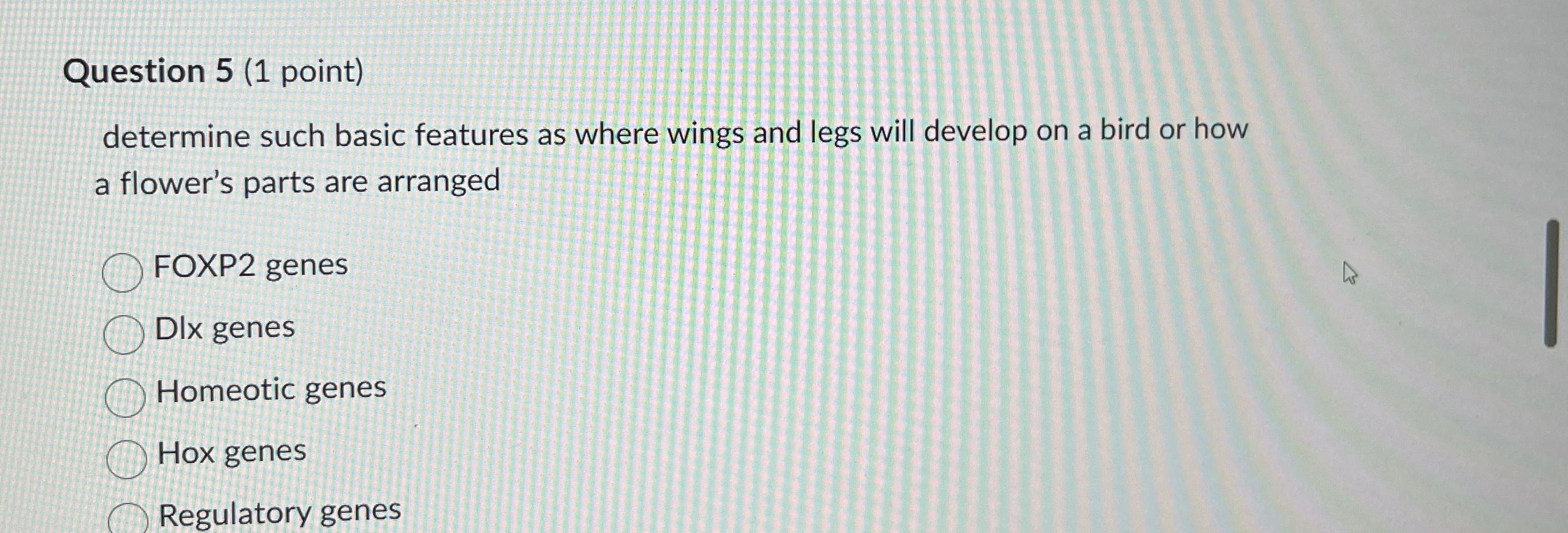 Solved Question 5 (1 ﻿point)determine such basic features as | Chegg.com