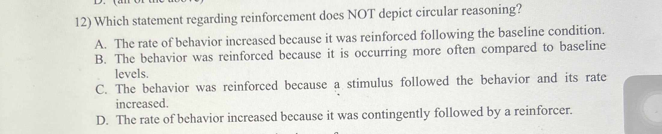 Solved Which statement regarding reinforcement does NOT | Chegg.com