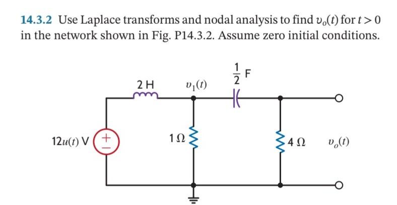 Solved 14.3.2 Use Laplace transforms and nodal analysis to | Chegg.com
