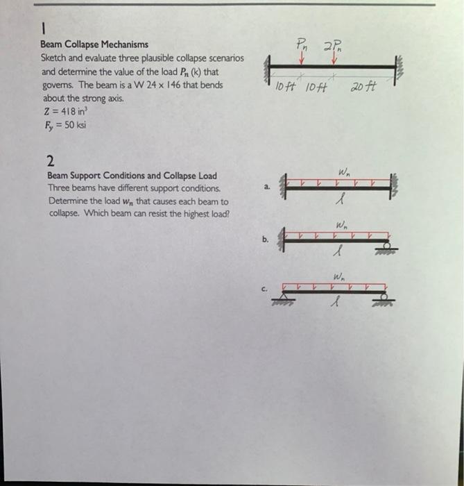 Solved Pn 2P 2P 1 Beam Collapse Mechanisms Sketch and | Chegg.com