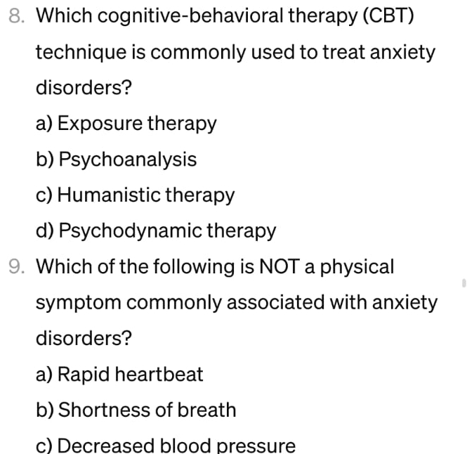 Solved Which cognitive-behavioral therapy (CBT) ﻿technique | Chegg.com