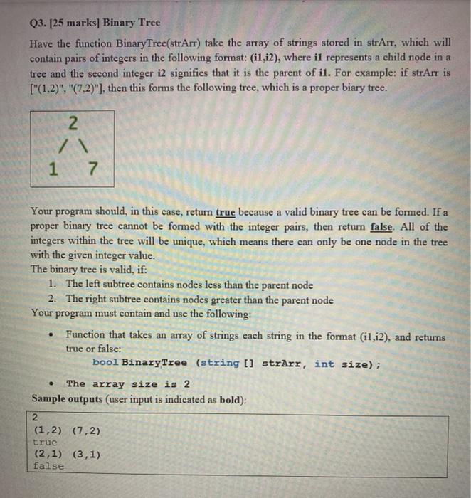 Solved Q3 25 Marks Binary Tree Have The Function 
