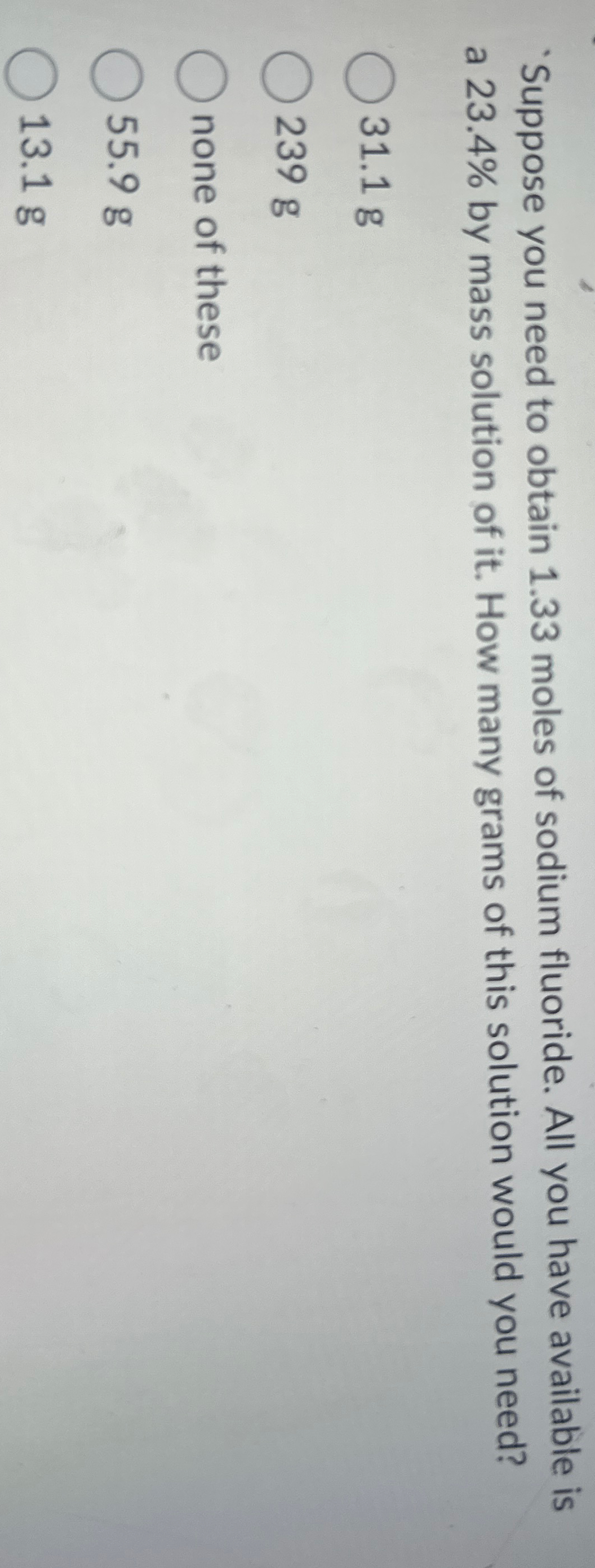 Solved 'Suppose you need to obtain 1.33 ﻿moles of sodium | Chegg.com