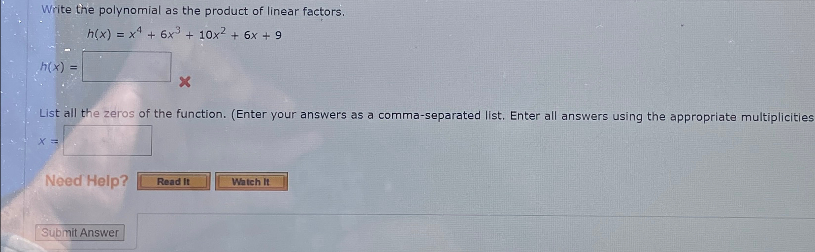 Solved Write the polynomial as the product of linear | Chegg.com
