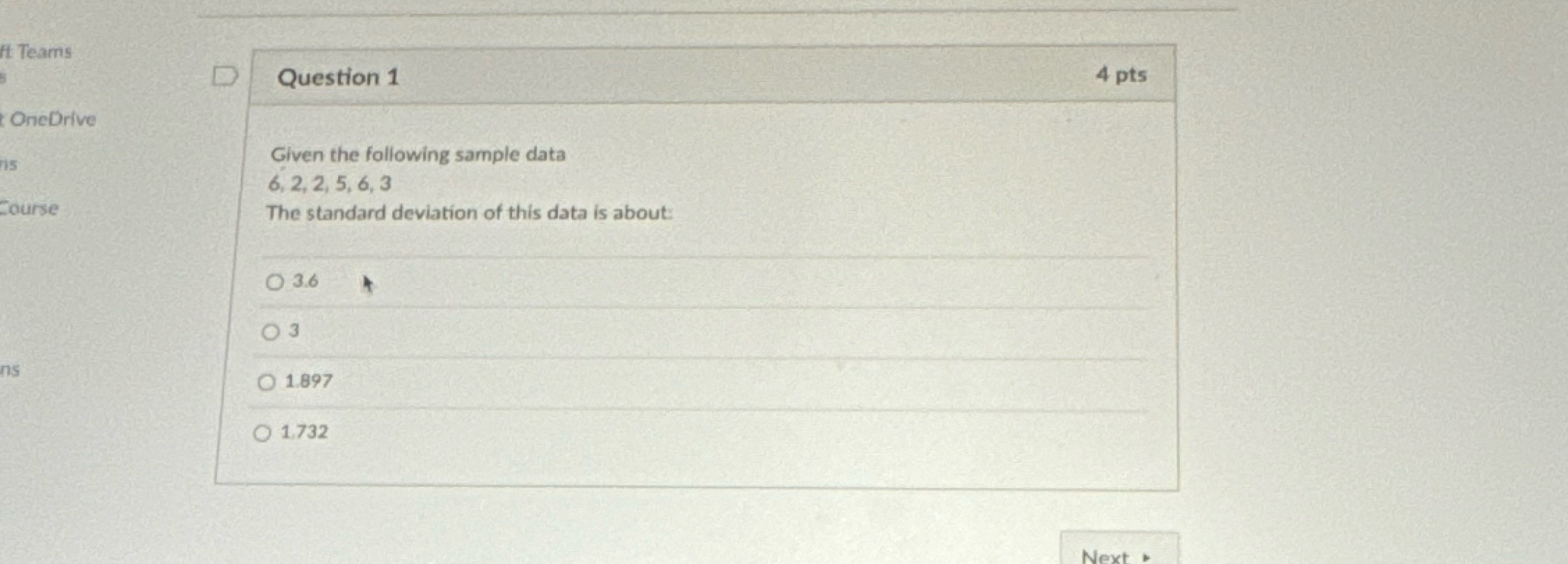Solved Question 14ptsGiven the following sample | Chegg.com