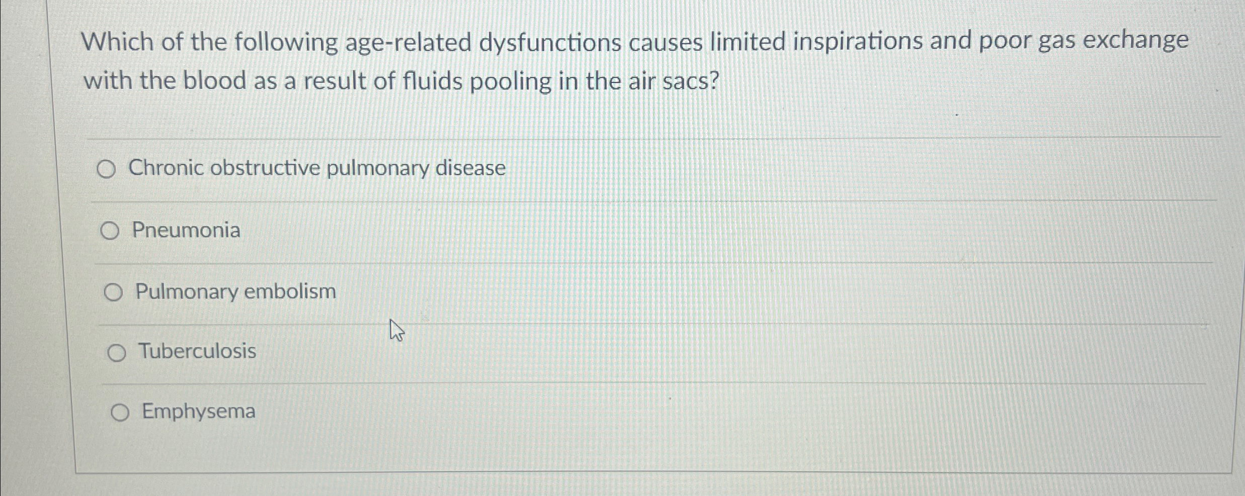 Solved Which of the following age-related dysfunctions | Chegg.com